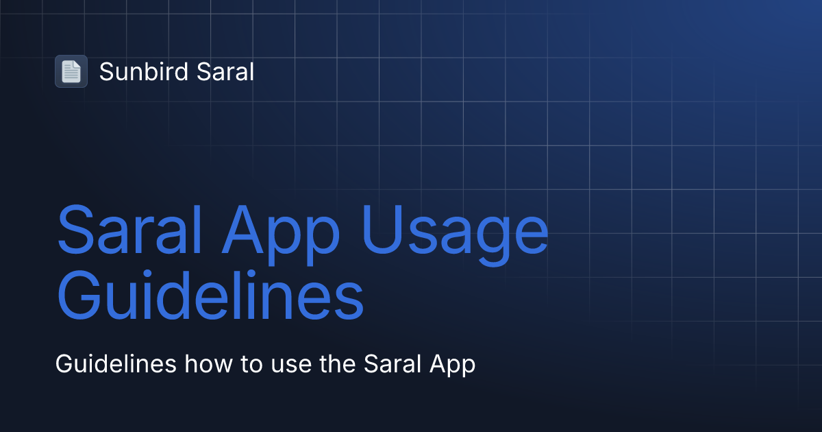 Saral App Usage Guidelines | Sunbird Saral
