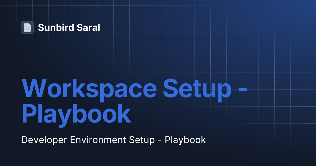 Workspace Setup - Playbook | Sunbird Saral