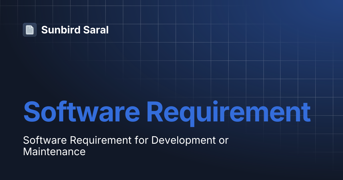 Software Requirement | Sunbird Saral