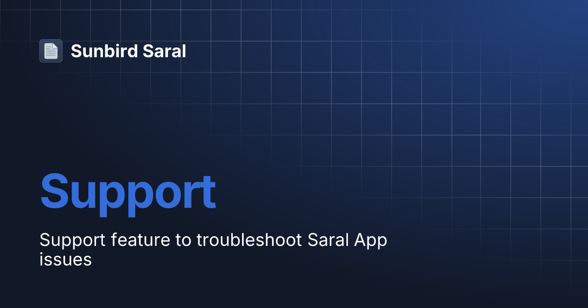 Support | Sunbird Saral