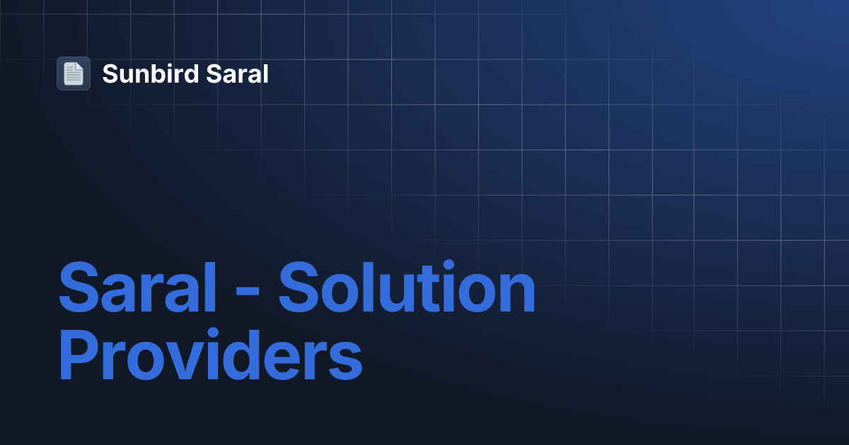 Saral - Solution Providers | Sunbird Saral